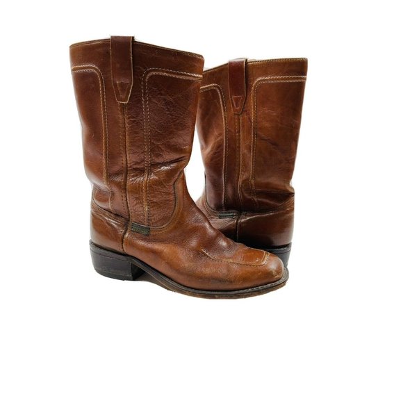Vintage | Shoes | Vintage Distressed Brown Leather Western Cowboy Boots ...